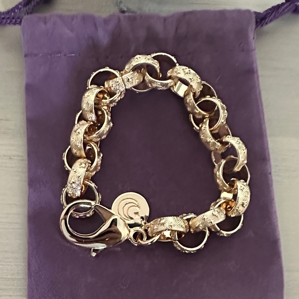 Jane Win Rolo Chunky Gold Link Bracelet With Small Mo… - Gem